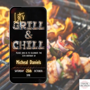 Let's Grill and Chill Invitation. Digital Backyard BBQ Invite With ...