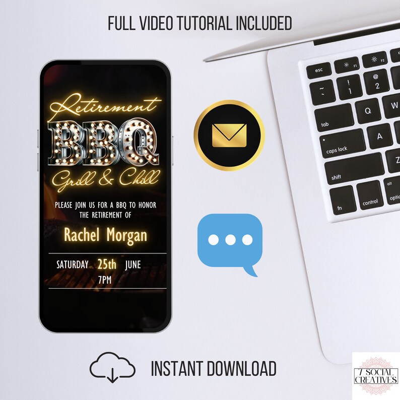 Retirement BBQ Invitation With Bonus Thank You. Digital Mens or Womens ...