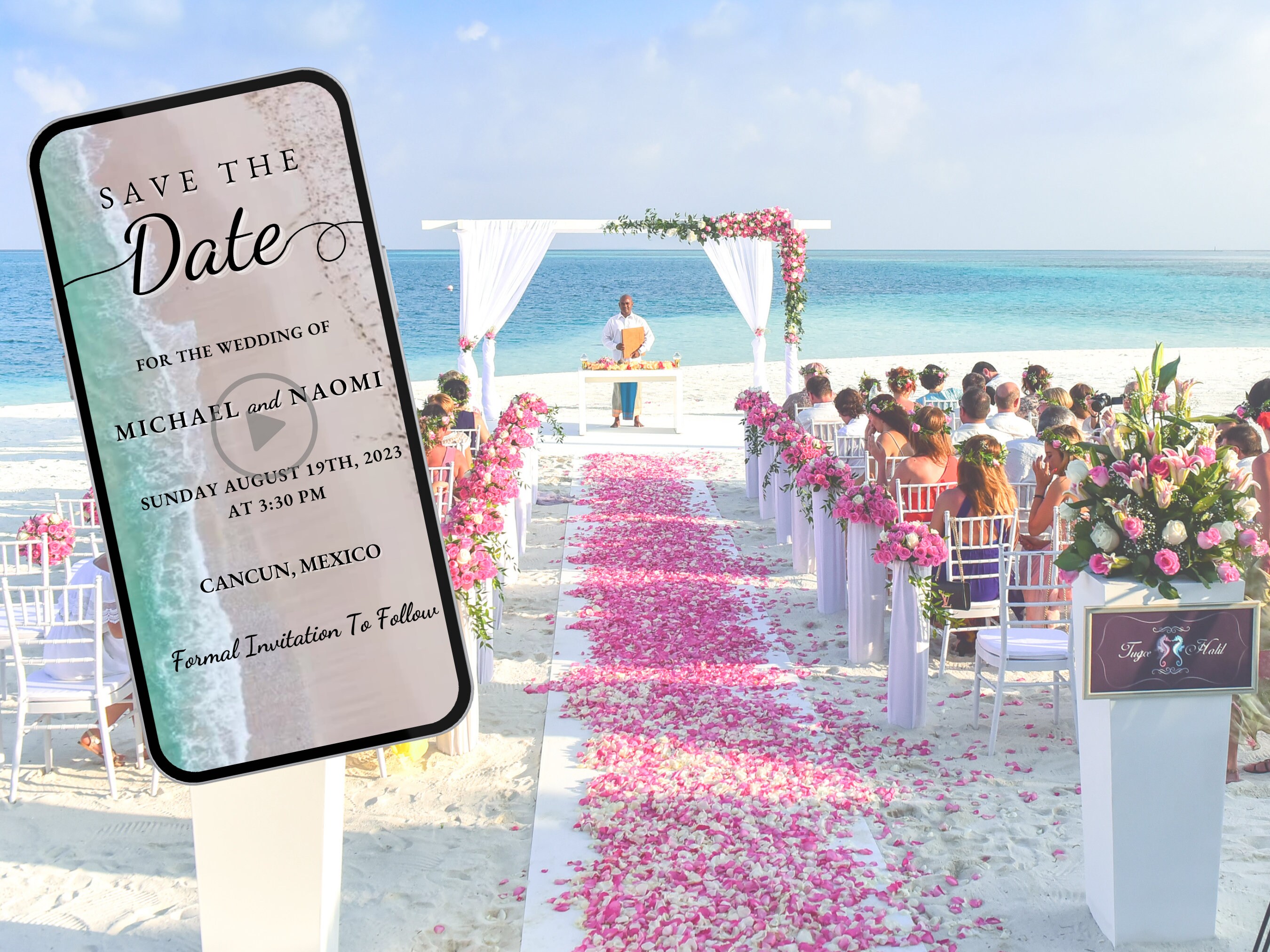 Beach Wedding Save the Date Video Invitation Editable - Etsy