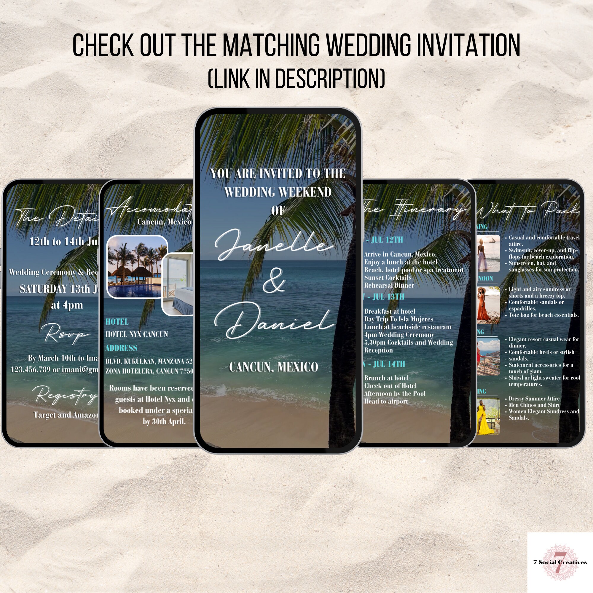 Digital Beach Save the Date Invitation. Animated Tropical Destination ...