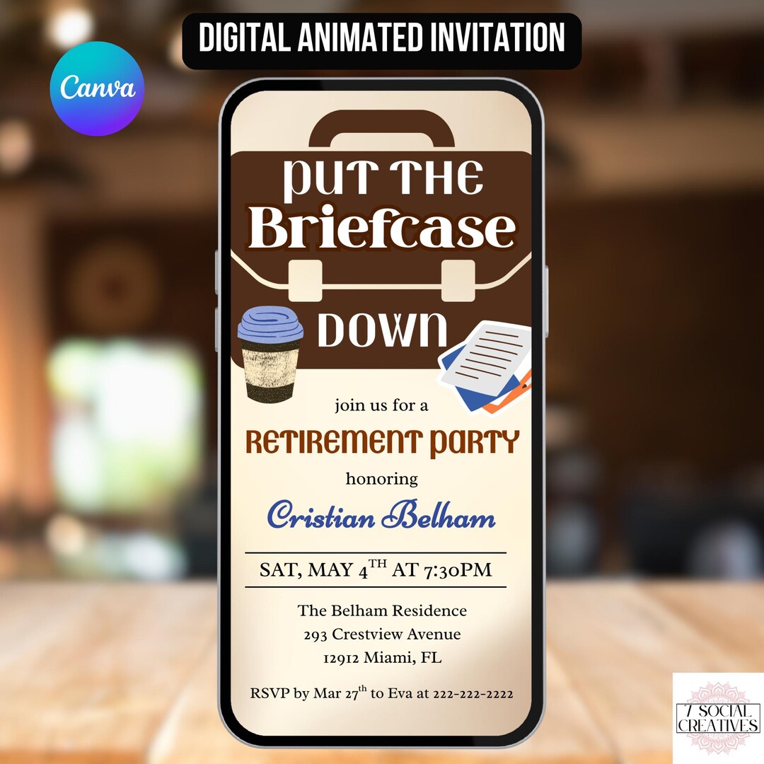 Retirement Party Invitation. Digital Animated Men or Ladies Put the ...
