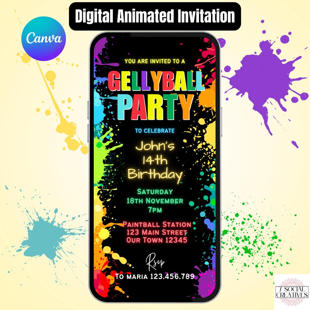 Gellyball Birthday Party Invitation. Digital Animated Kids Gelly Ball ...