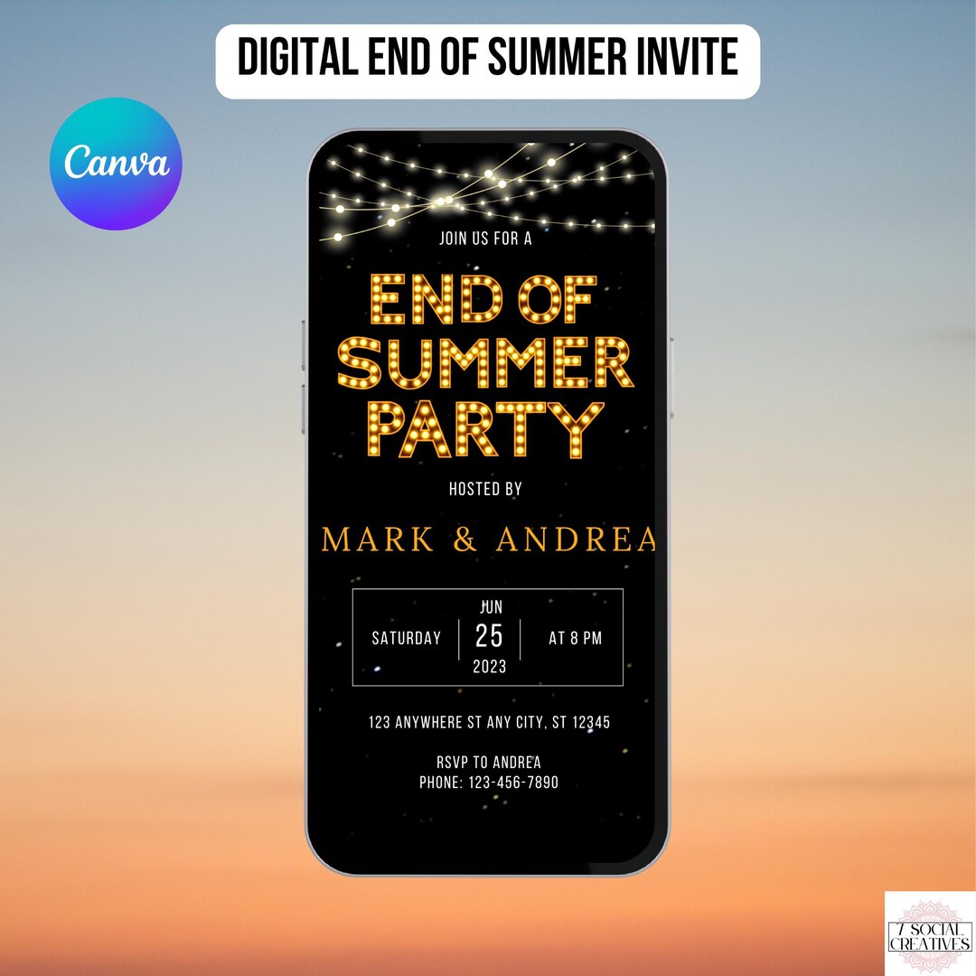 End of Summer Party Invitation. Digital Animated Pool or Beach Bash ...