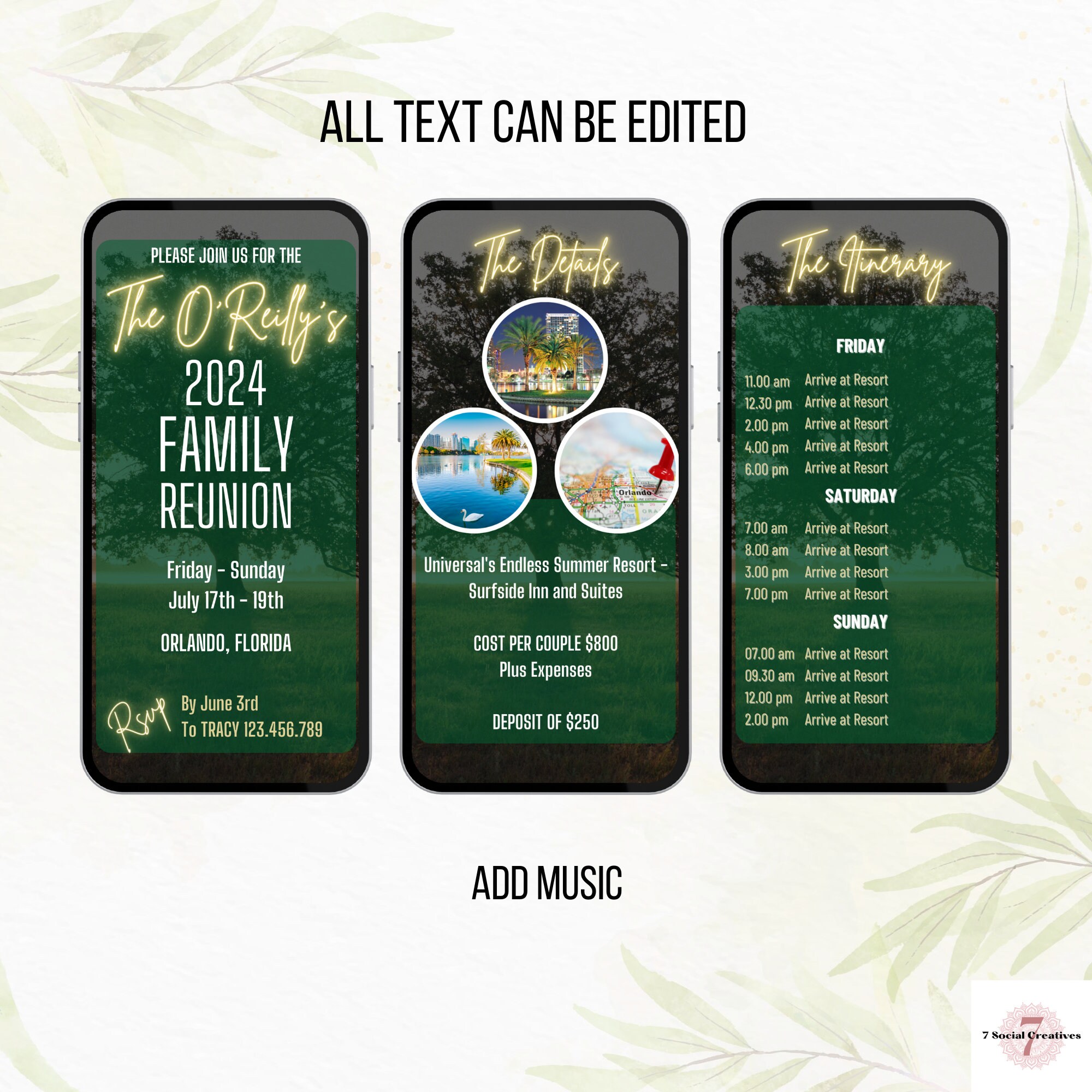 Family Reunion Invitation Itinerary. Animated Digital Family Trip ...