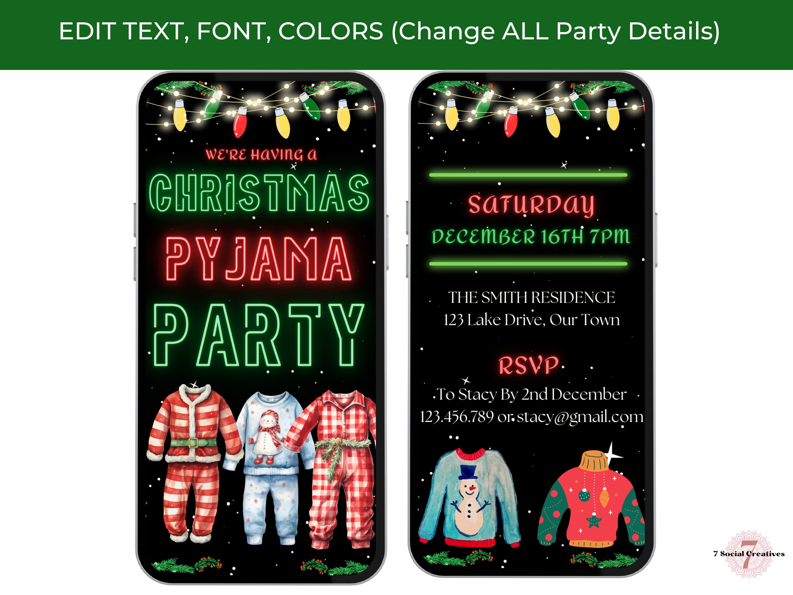 Christmas Pyjama Party Invitation. Digital Animated Christmas PJ Party ...