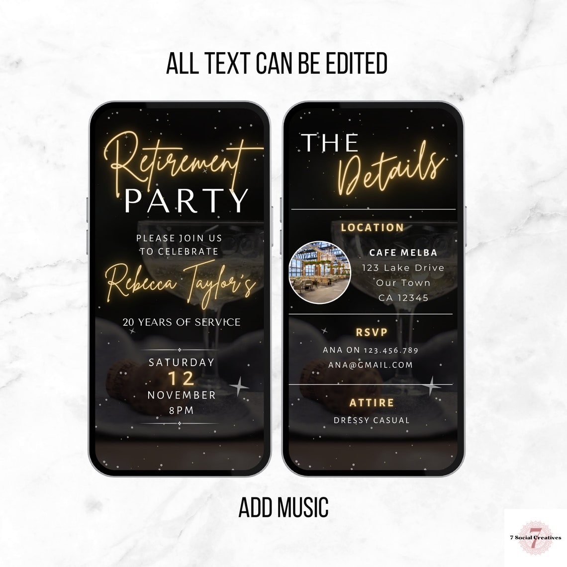 Retirement Party Invitation. Digital Animated Black and Gold Retired ...