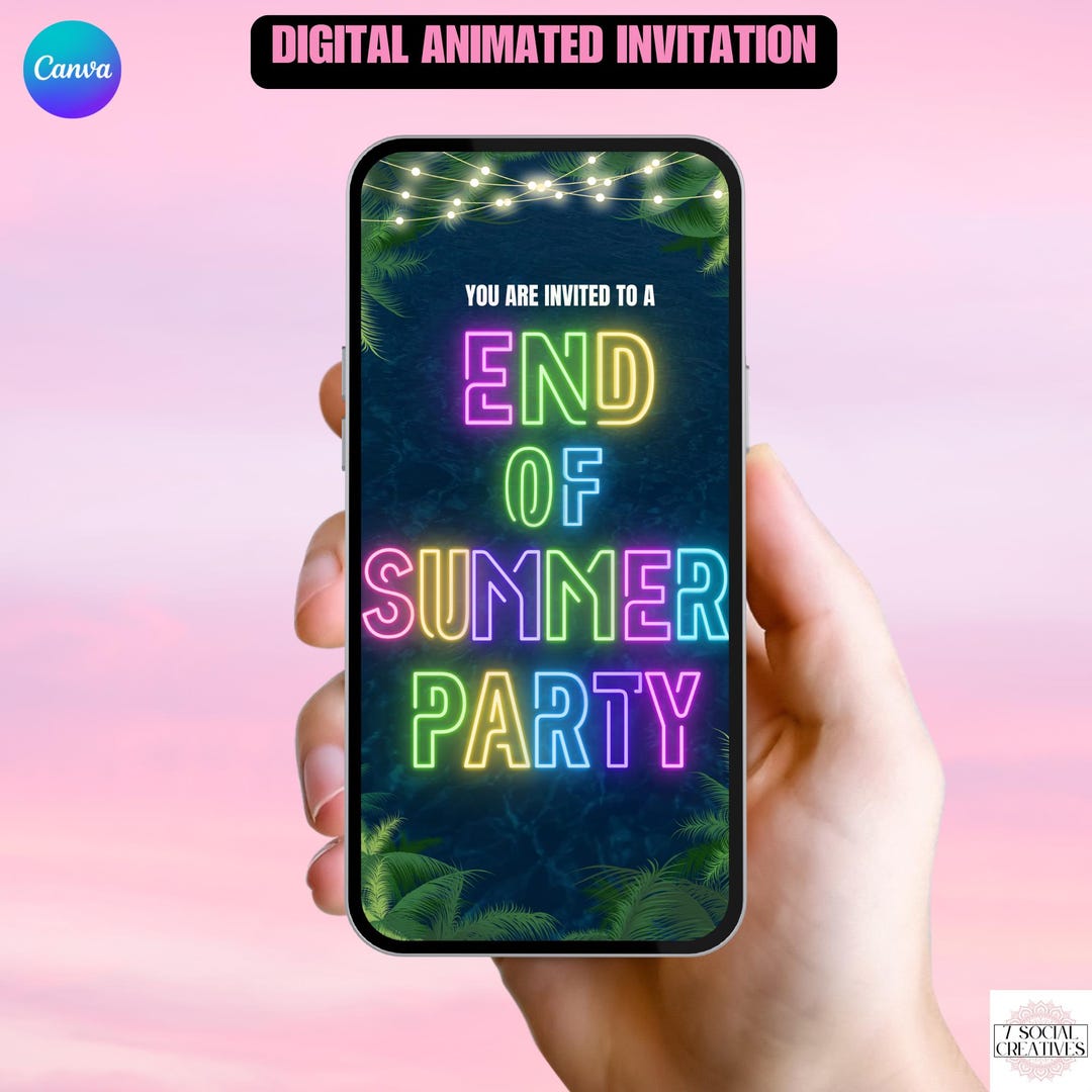 End of Summer Party Invitation. Digital Animated Beach or Pool Party ...
