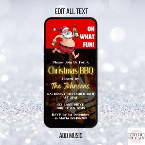Funny Christmas BBQ Invitation With Flames. Digital Animated Summer ...