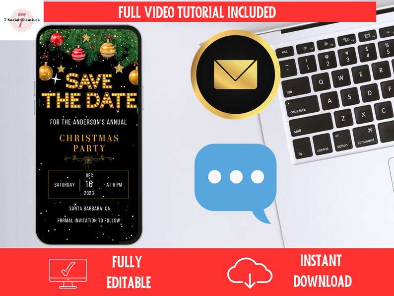 Christmas Save the Date Invitation Template. Digital Animated Xmas ...