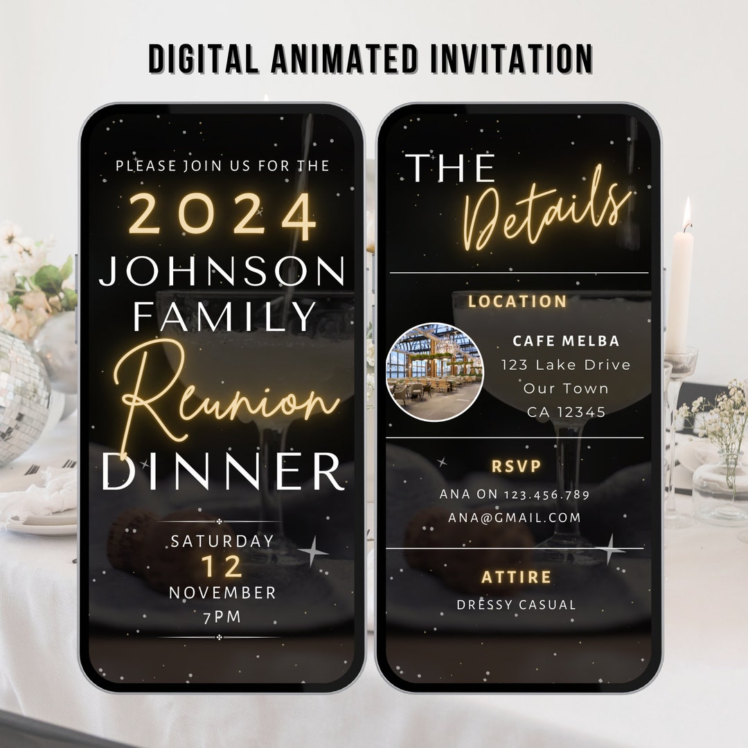 Family Reunion Dinner Invitation. Digital Family Party Invite. Elegant ...