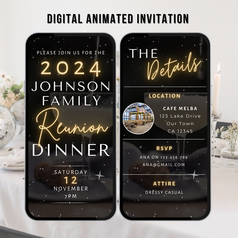 Family Reunion Dinner Invitation. Digital Family Party Invite. Elegant ...