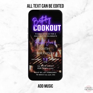 Birthday Cookout Invitation in Purple. Digital Girls or Womens Backyard ...