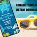 Blue Pool Party Birthday Invitation Video. Neon Beach Theme - Etsy