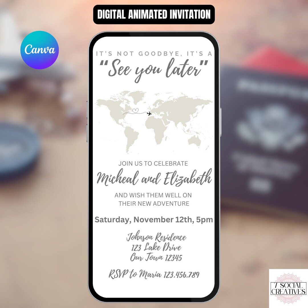 Farewell Going Away Party Invitation. Digital Animated International ...