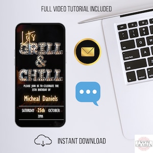 Let's Grill and Chill Invitation. Digital Backyard BBQ Invite With ...