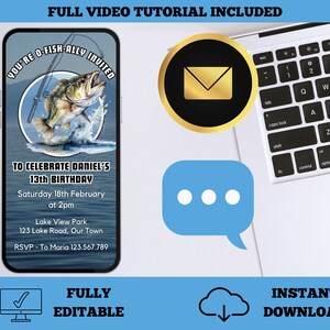 Digital Fishing Party Invitation. Animated Fish Theme Birthday Invite ...