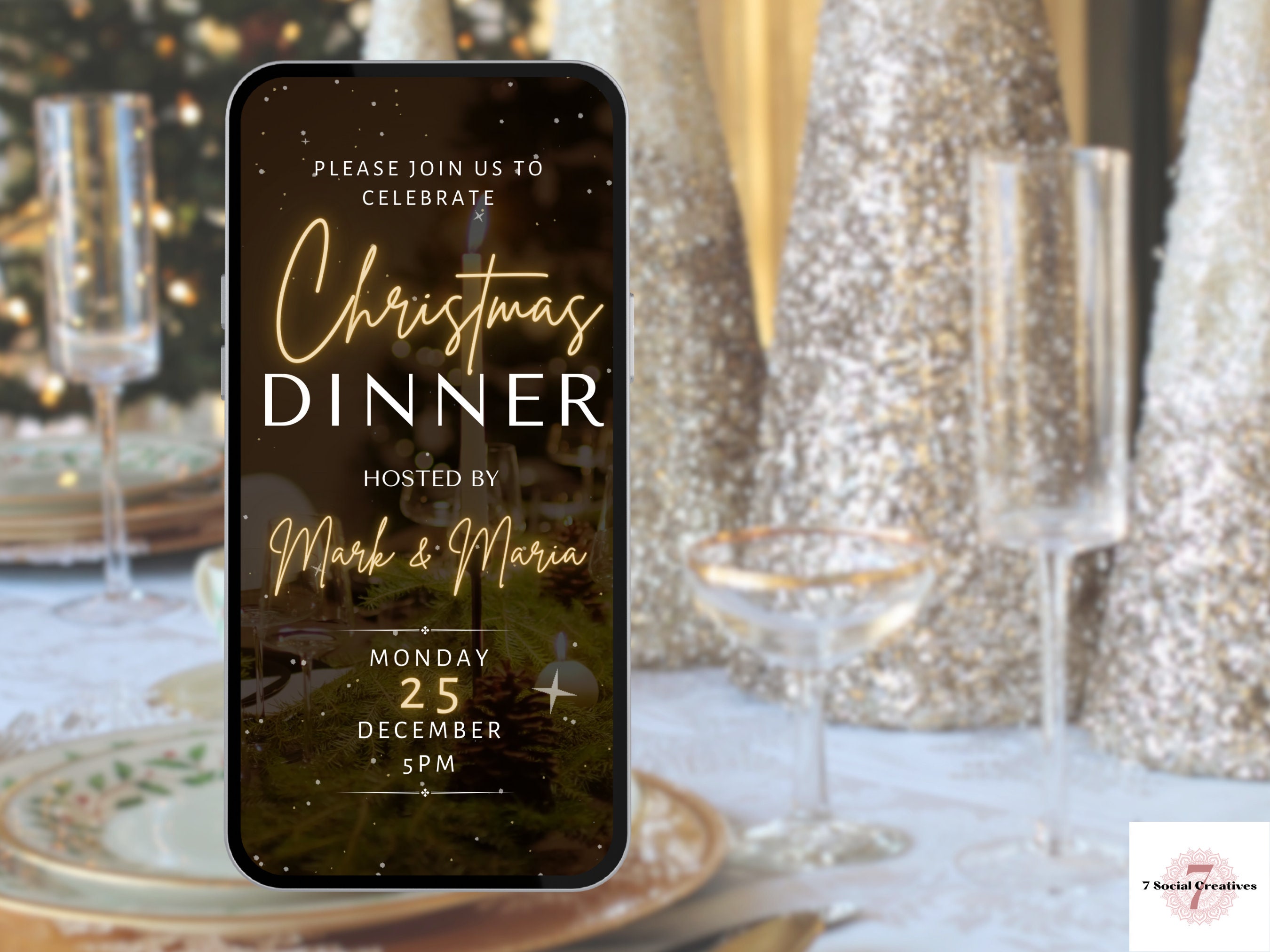 Digital Christmas Dinner Invitation With Menu. Animated Video Xmas ...
