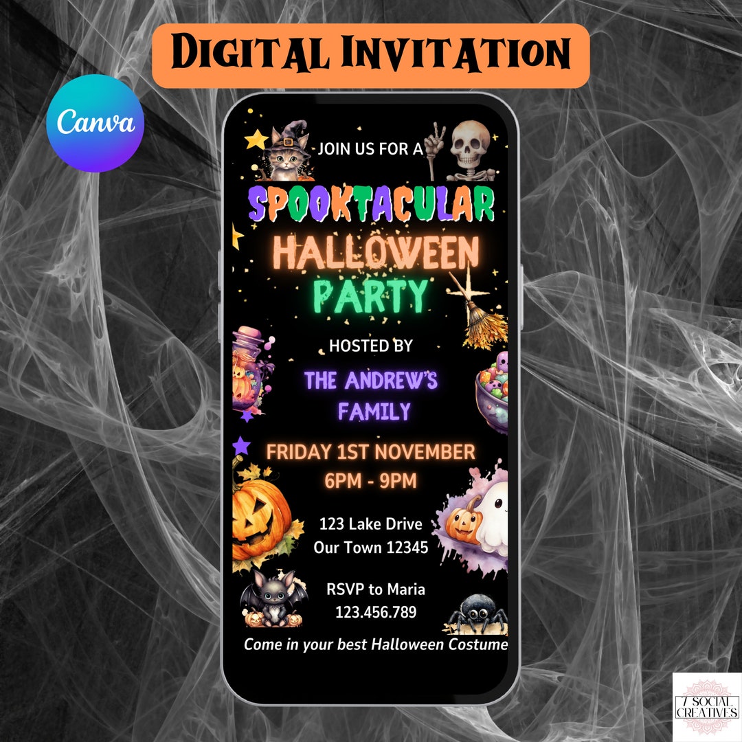 Spooktacular Halloween Party Invitation. Digital Costume or Trick or ...