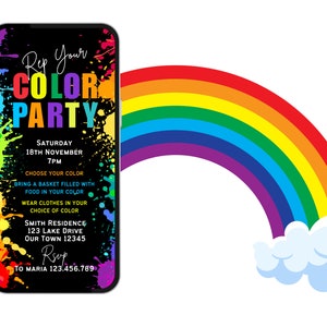 Color Party Invite. Digital Animated Tik Tok Challenge Platter or ...