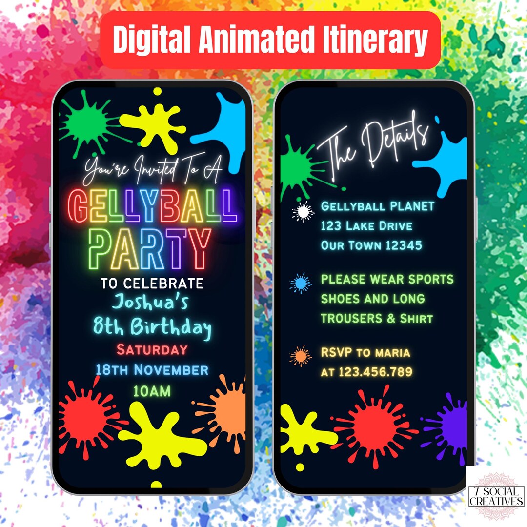 Gellyball Birthday Invitation. Digital Animated Kids Gelly Ball Party ...