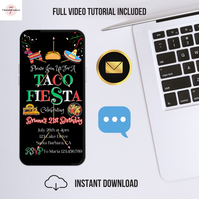 Digital Taco Birthday Invitation. Animated Taco Tuesday Mexican Theme ...