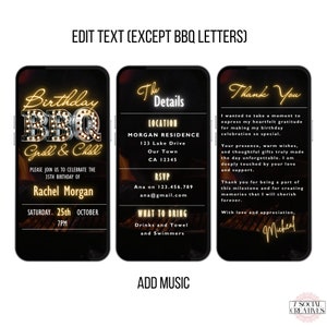 Digital Birthday BBQ Invitation With Bonus Thank You. Animated Barbeque ...