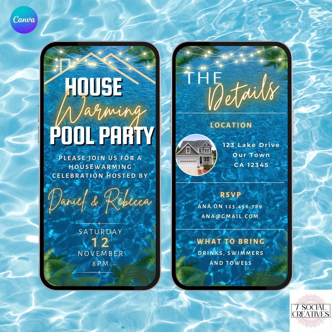 Housewarming Pool Party Invitation. Digital Animated House Warming ...