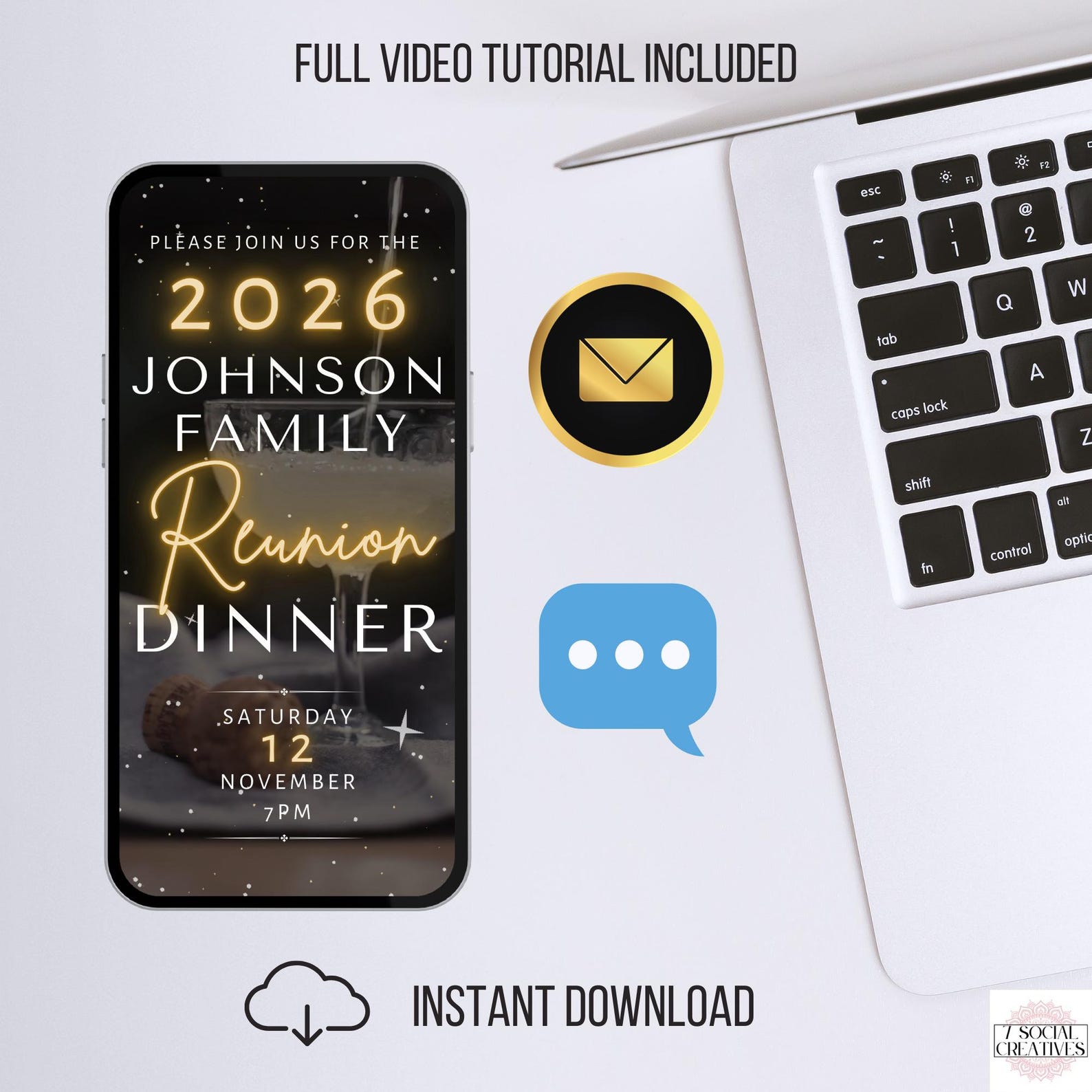 Family Reunion Dinner Invitation. Digital Party Invite. Elegant 2026 ...