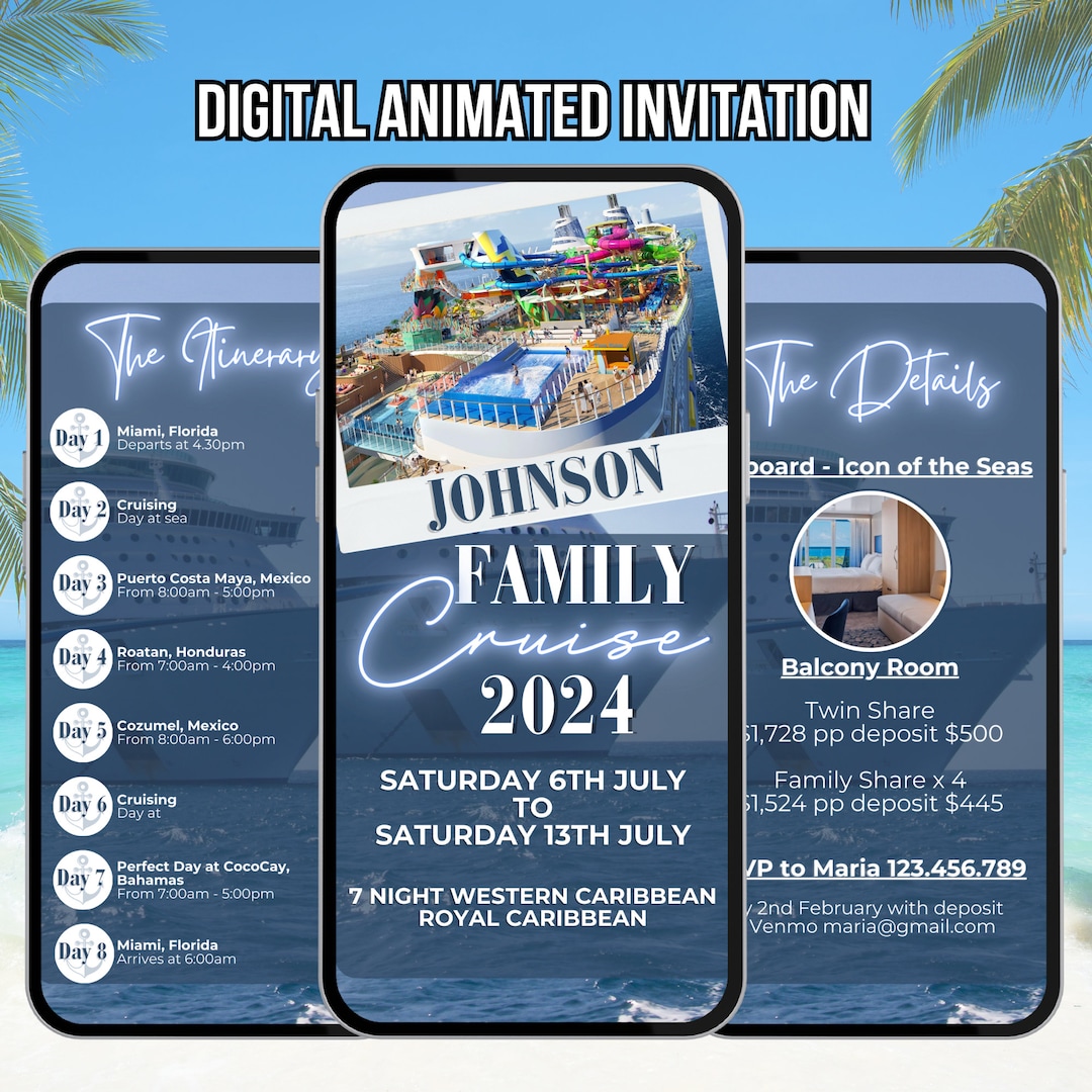 Family Cruise Itinerary Invitation. Digital Family Reunion Trip Invite ...