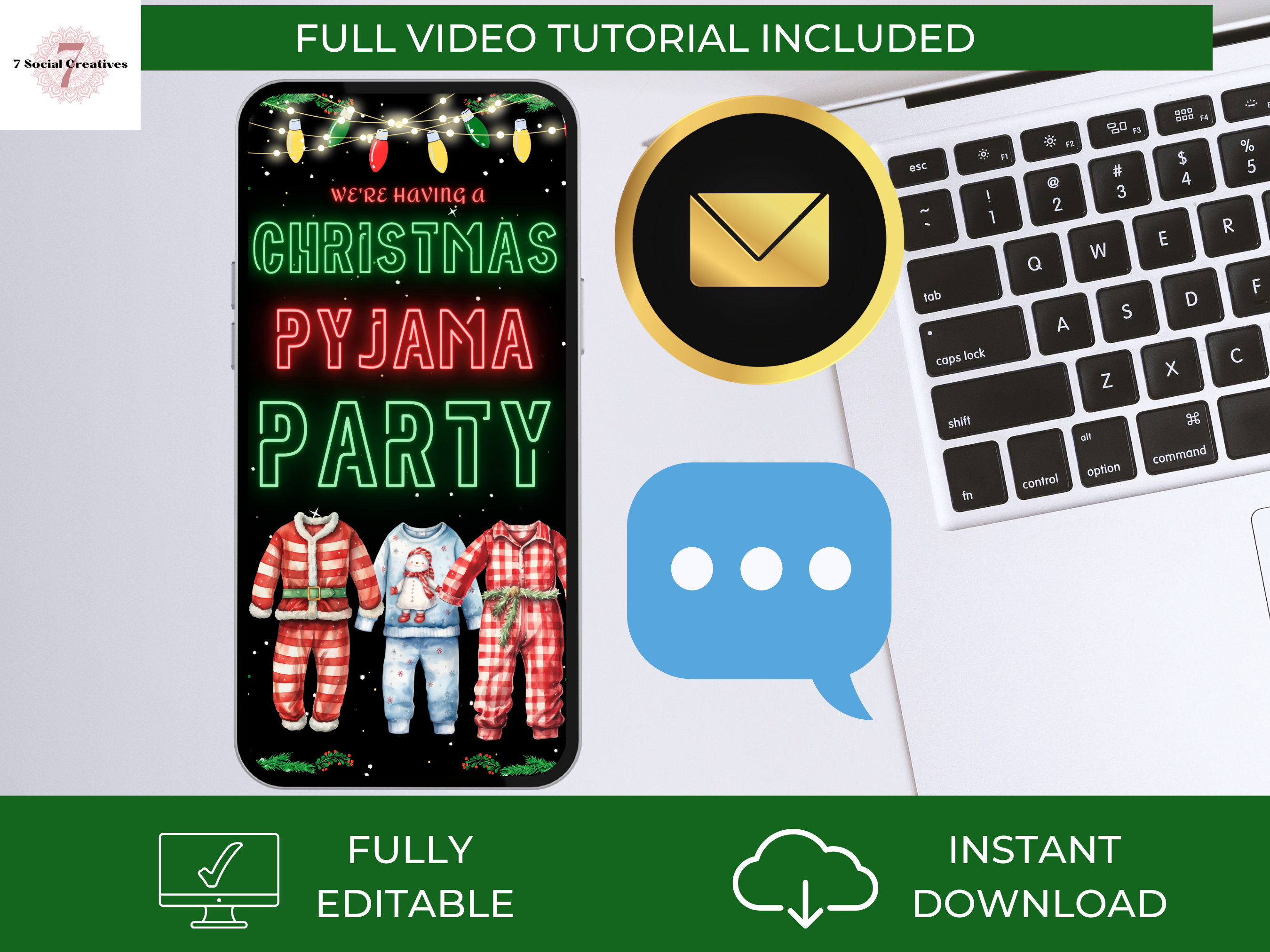 Christmas Pyjama Party Invitation. Digital Animated Christmas PJ Party ...