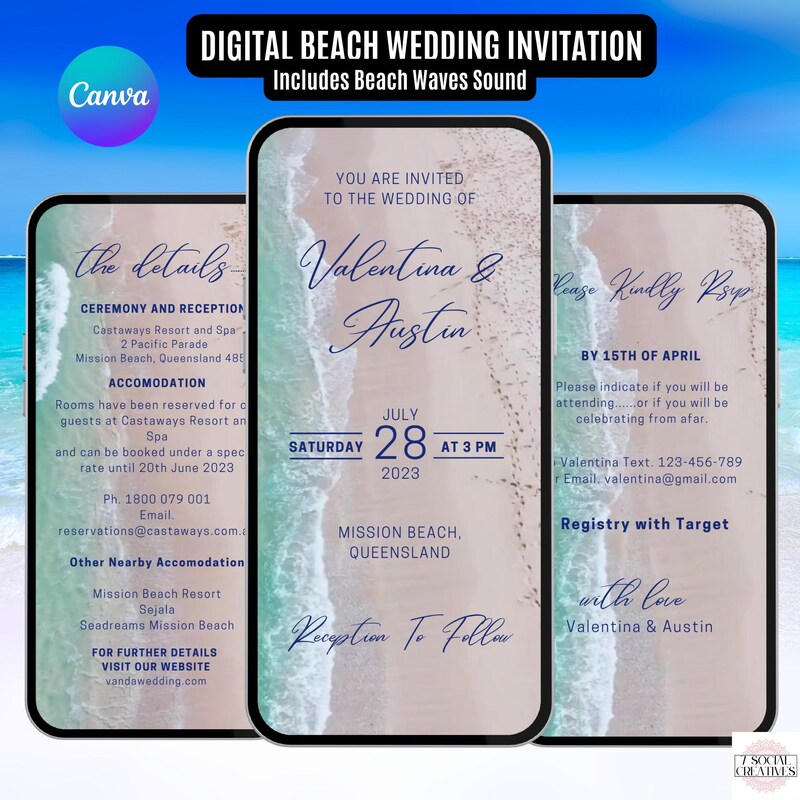 Beach Wedding Invitation - Etsy