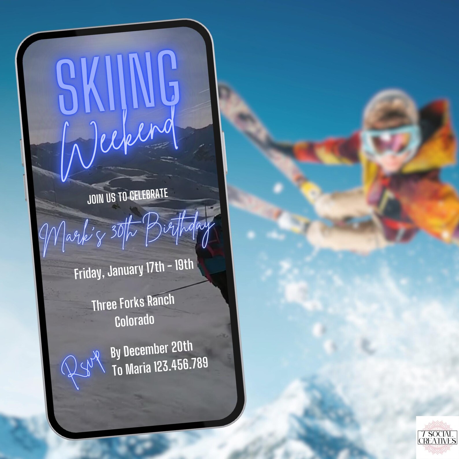 Skiing Trip Itinerary Invitation. Animated Digital Aspen Ski Weekend ...