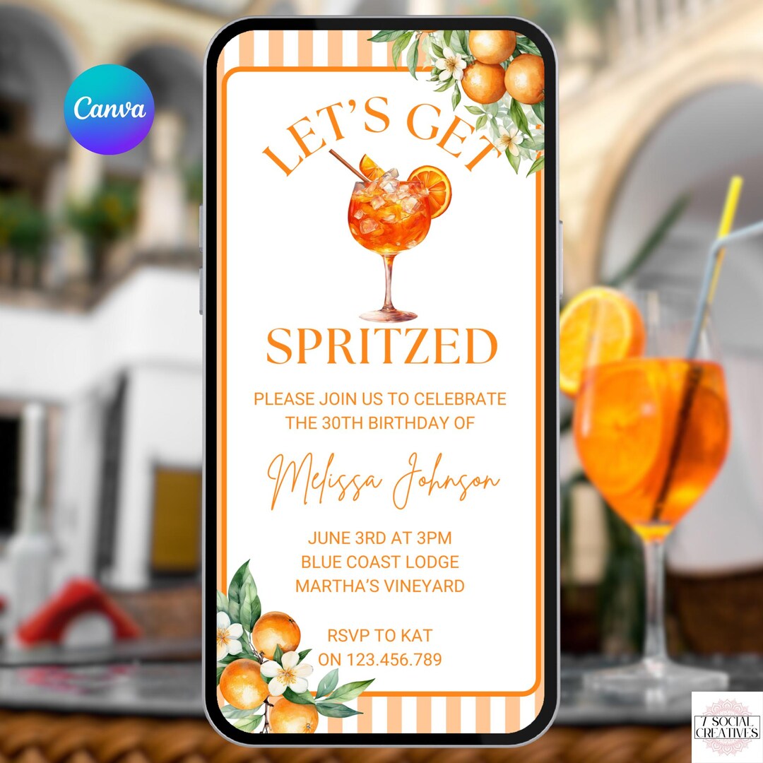 Aperol Spritz Birthday Invite. Digital Animated Let's Get Spritzed ...