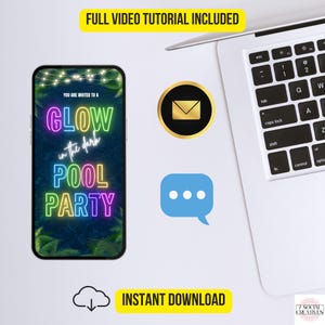 Glow Pool Party Invitation Video. Neon Glow in the Dark Electronic ...