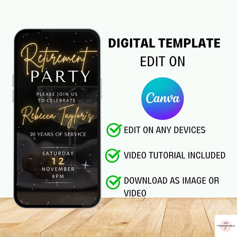 Retirement Party Invitation. Digital Animated Black and Gold Retired ...