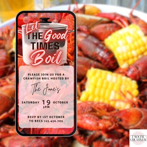 Crawfish Boil Party Invitation With Bonus Thank You. Digital Animated ...