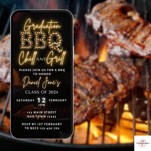 Graduation BBQ Invitation Chill and Grill. Digital Class of 2024 ...