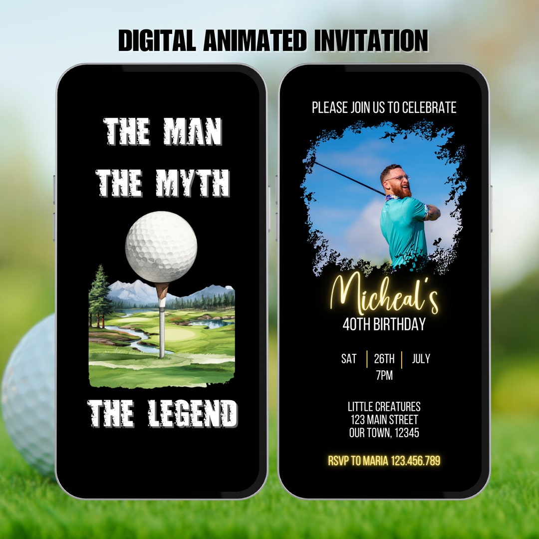 Digital Golf Invite. Animated the Man, Myth, Legend Golfing Invitation ...