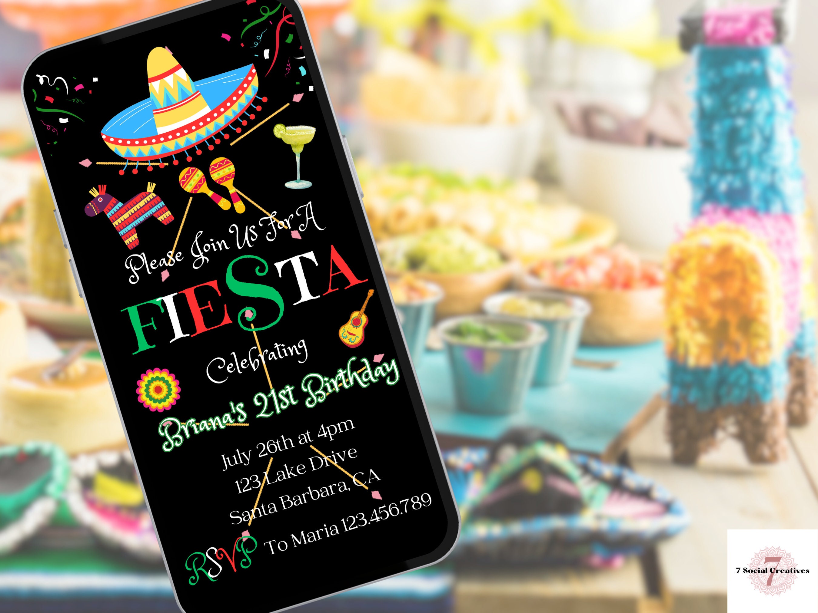Fiesta Birthday Invitation. Mexican Theme Animated Party Invite. Easy ...