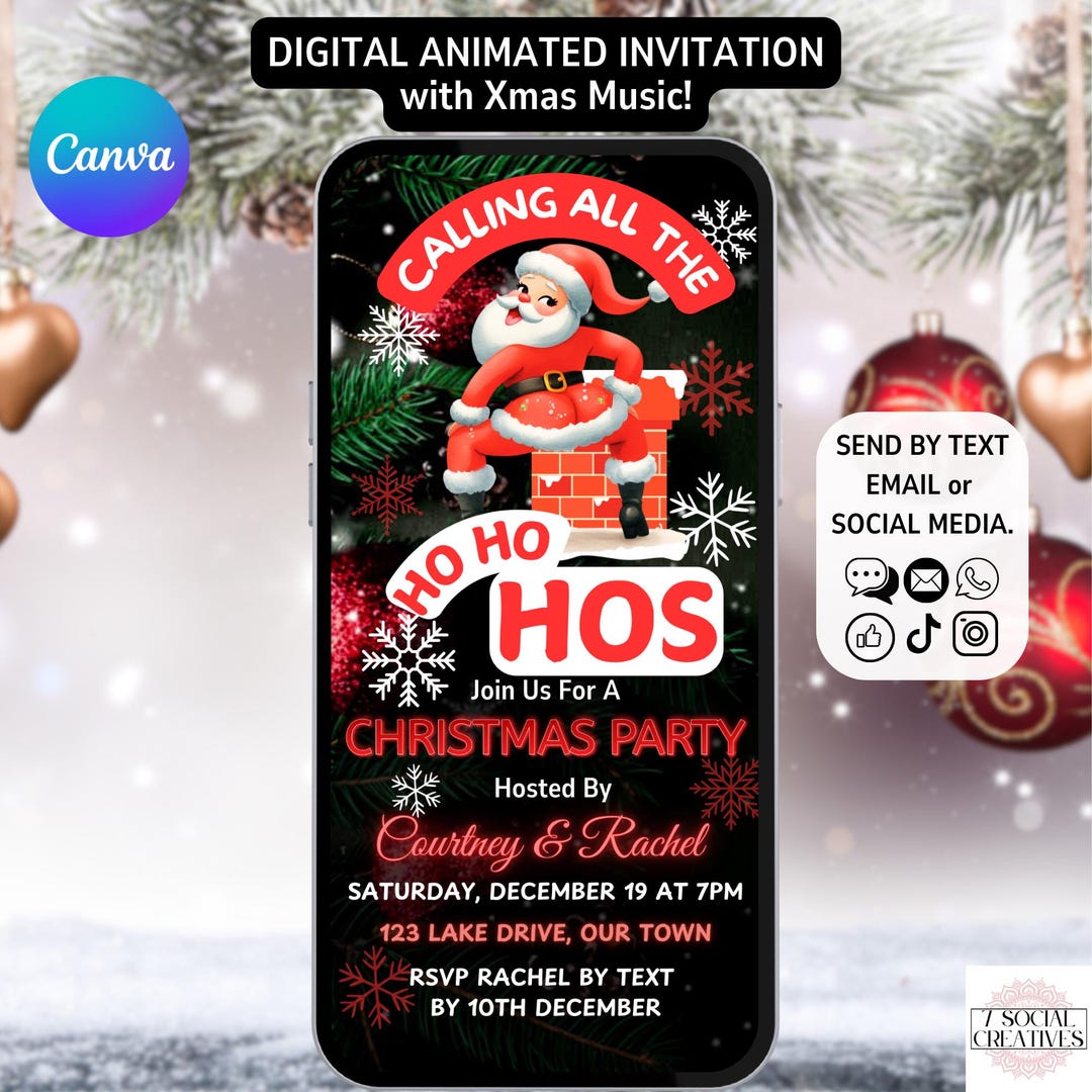 Calling All the Ho Ho Hos Invitation With Festive Music. Digital Fun ...
