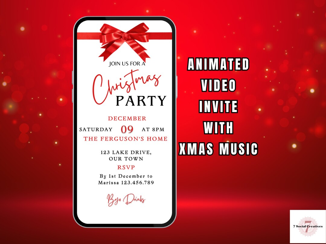 White Christmas Invitation. Animated Video, Christmas Party Invite ...