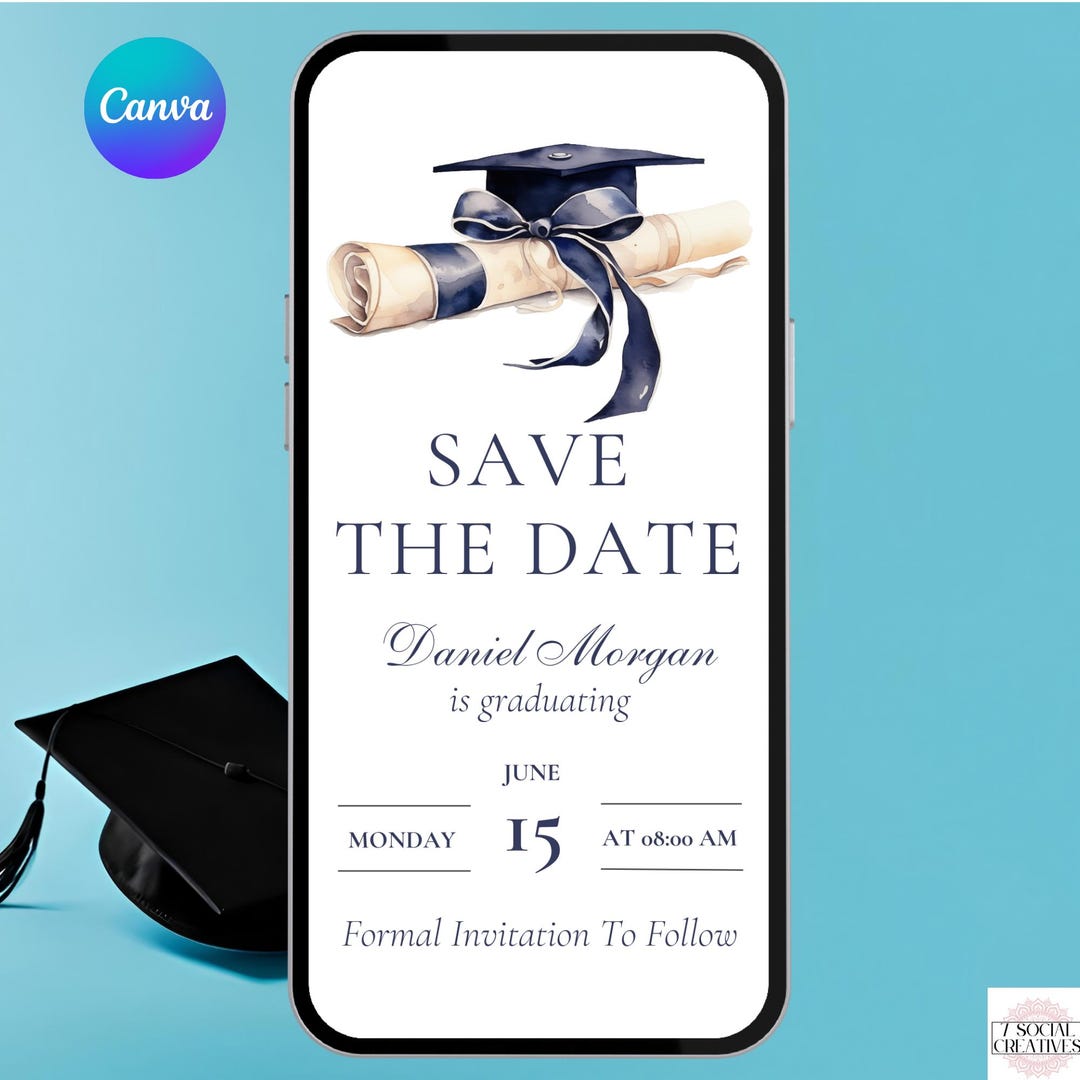 Graduation Save the Date Invitation. Digital College or High School ...