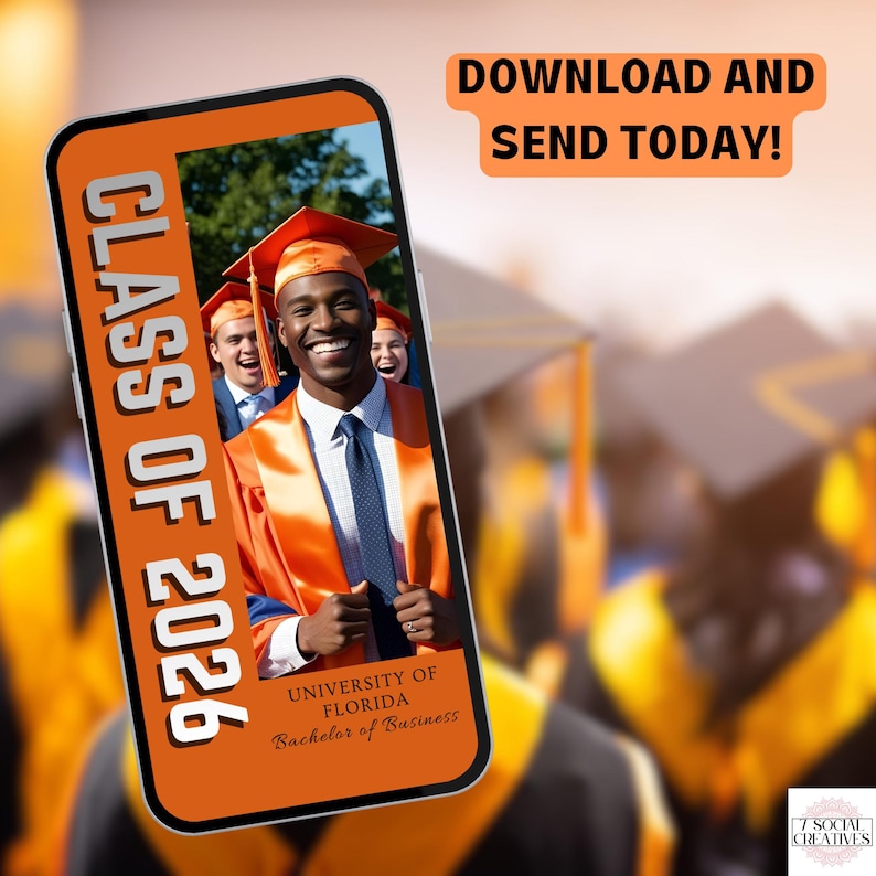 Orange Class of 2026 Graduation Party Invitation. Digital Boys or Girls ...