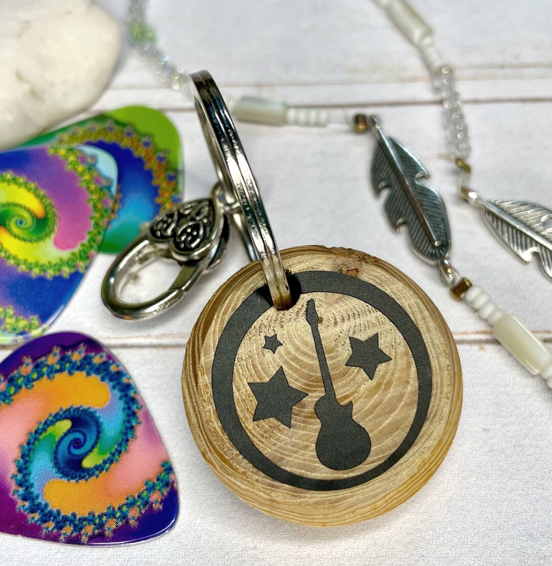 Personalized Wooden Guitar Keychain - Etsy