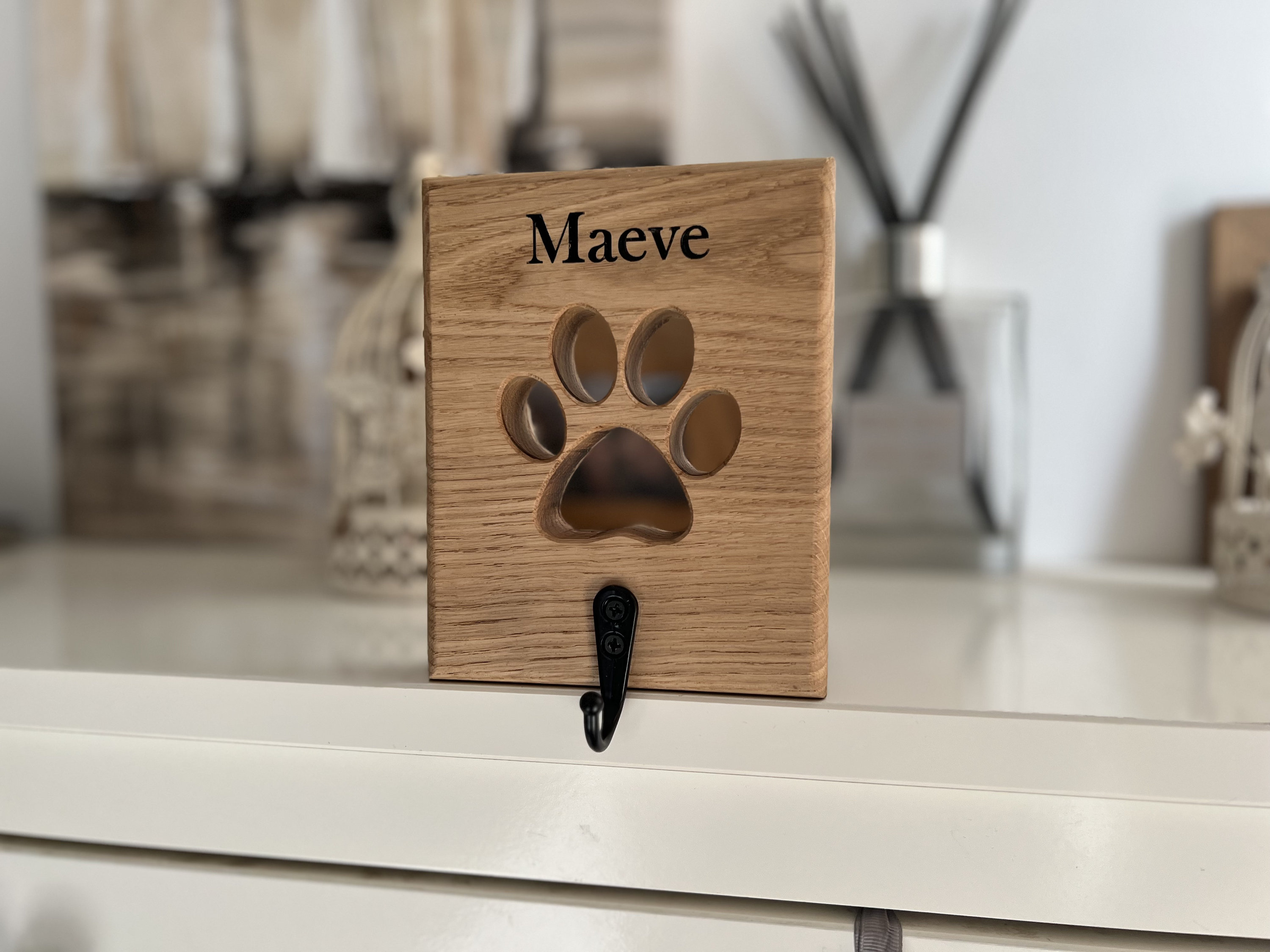 Dog Person Stylish Wooden Paw Print Decor Oak Custom Name - Etsy
