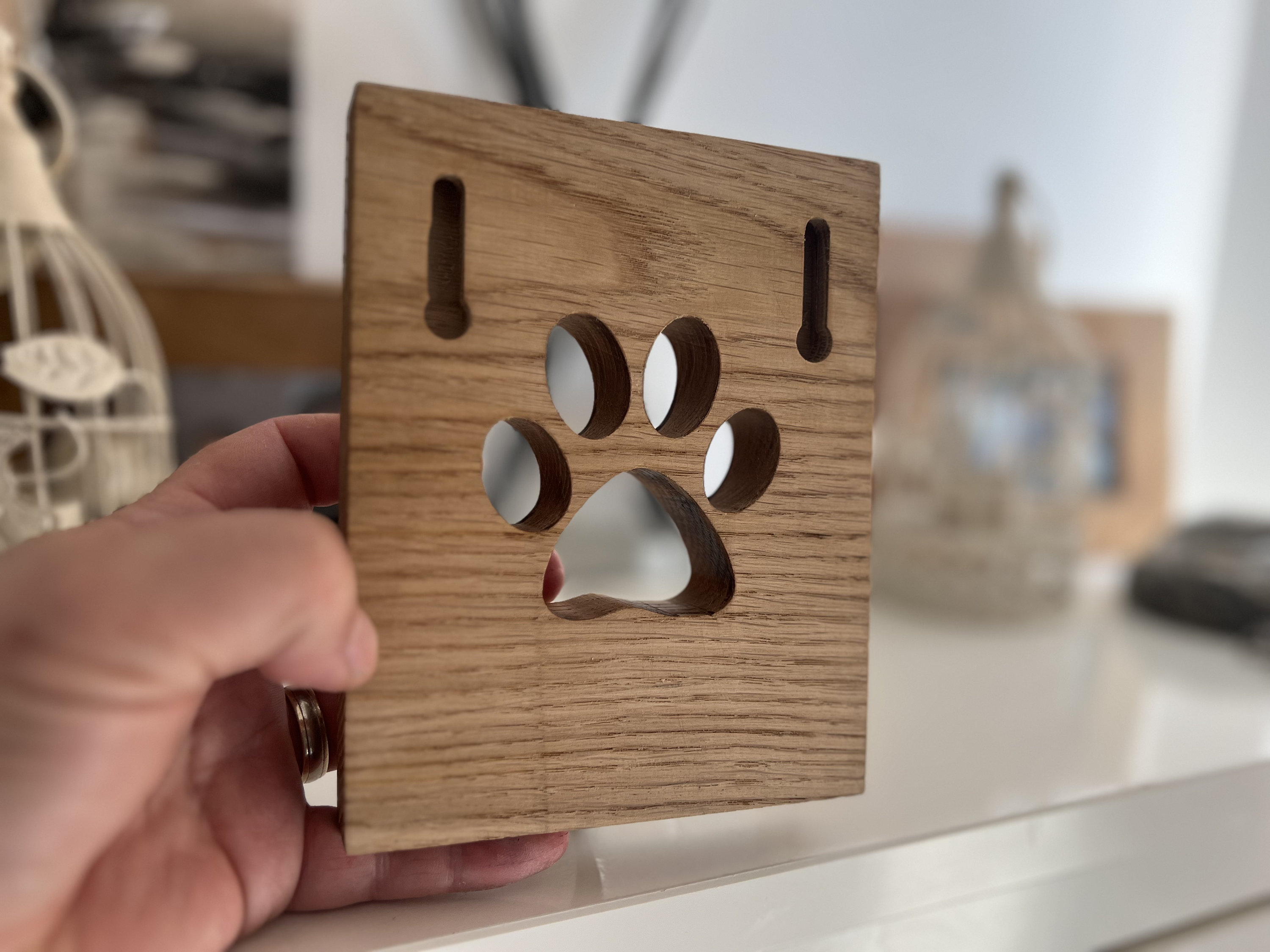 Dog Person Stylish Wooden Paw Print Decor Oak Custom Name - Etsy