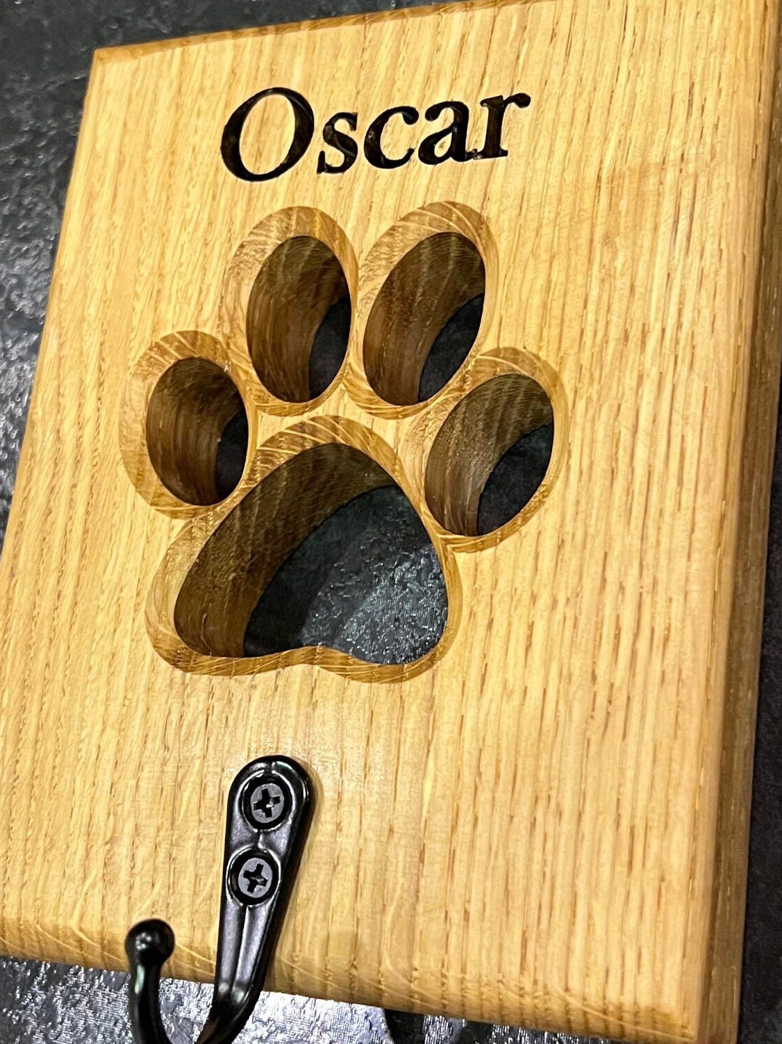Dog Person Stylish Wooden Paw Print Decor Oak Custom Name - Etsy