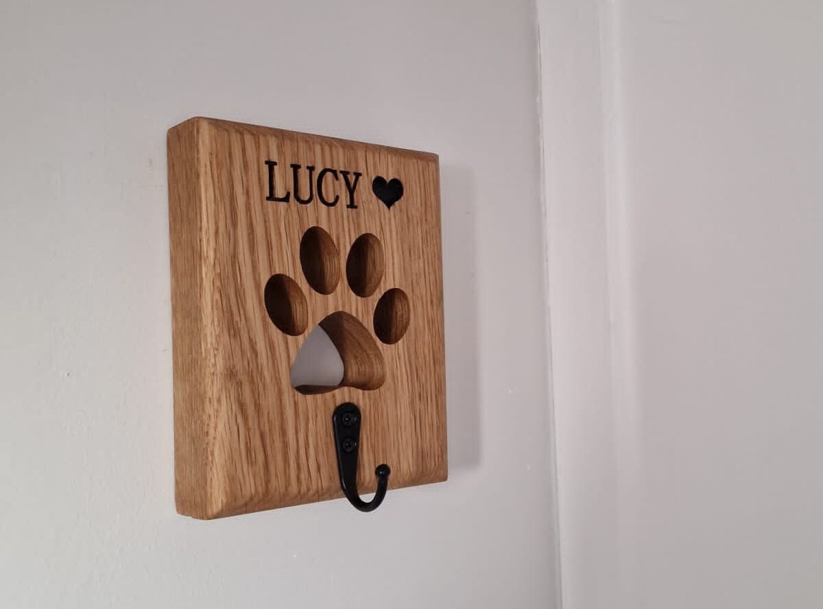 Dog Person Stylish Wooden Paw Print Decor Oak Custom Name - Etsy
