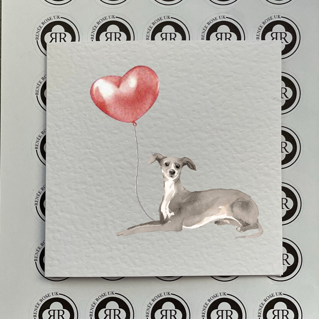 Italian Whippet Heart Balloon Card. Boyfriend, Girlfriend, Husband ...
