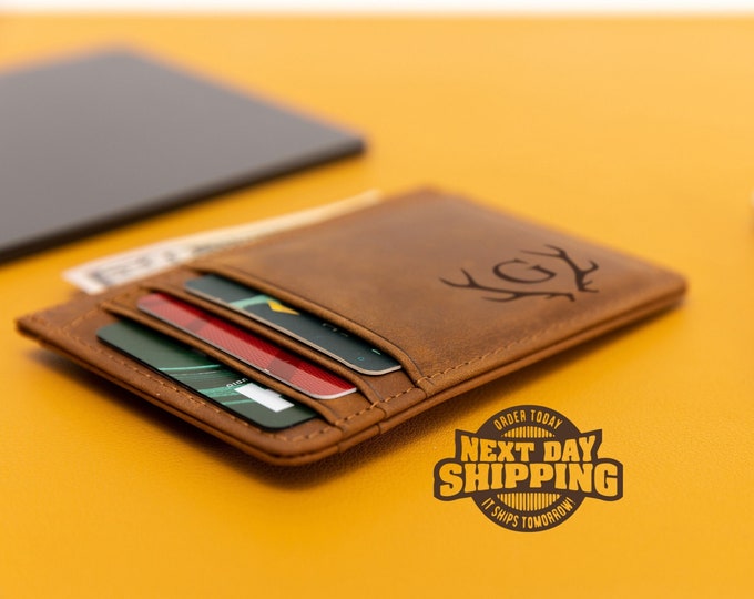 Front Pocket Wallet Thin Card Wallet Leather Wallet Slim Mens Wallet - Etsy